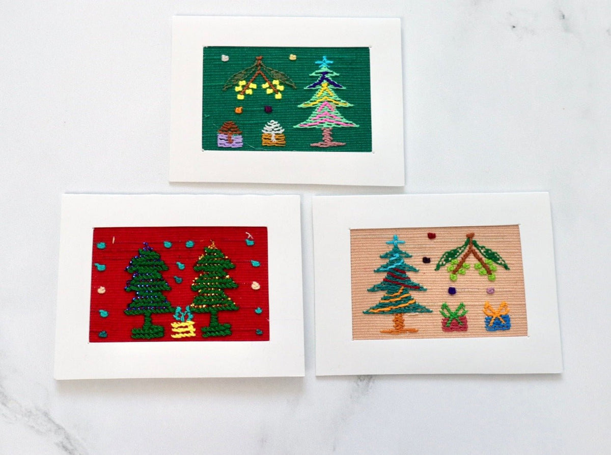 Handwoven Christmas Cards – Set of 3 Unique Greeting Cards – Vida Maya